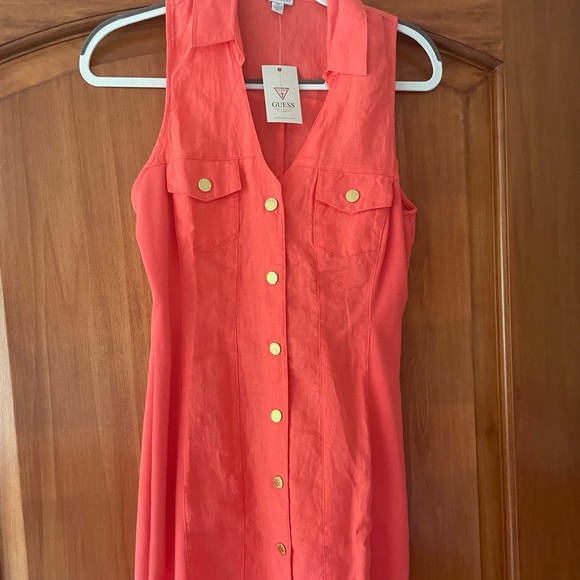 Guess | Dresses | Guess Estera Linen Dress In Covey Cay Coral | Poshmark